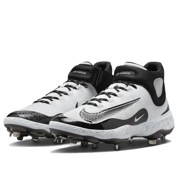 Nike Alpha Huarache Elite 4 Mid Baseball Cleats - White/black