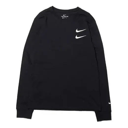 Nike Double Swoosh Crewneck Long Sleeve Tee - Black