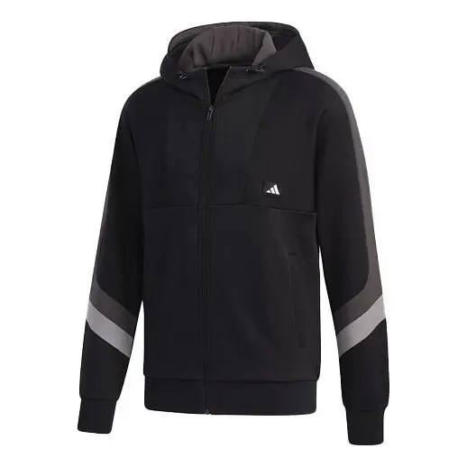 Adidas Colorblock Hooded Track Jacket - Black