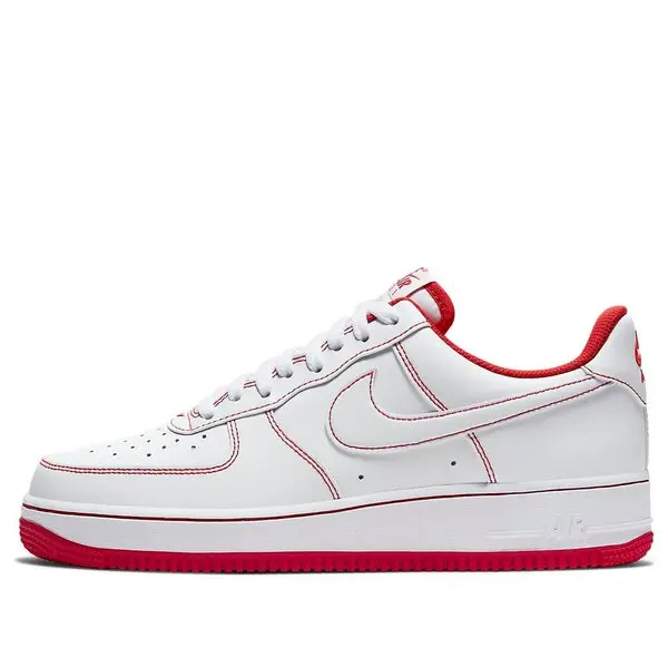 Nike Force 1 '07 "contrast Stitch" Low Top Sneakers - White/red