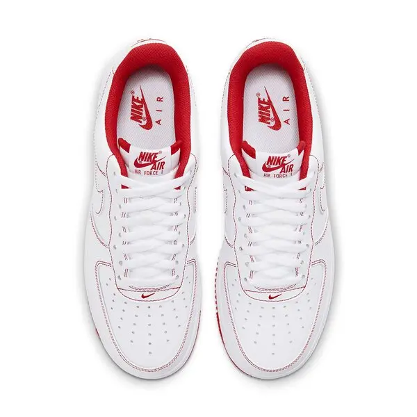 Nike Force 1 '07 "contrast Stitch" Low Top Sneakers - White/red