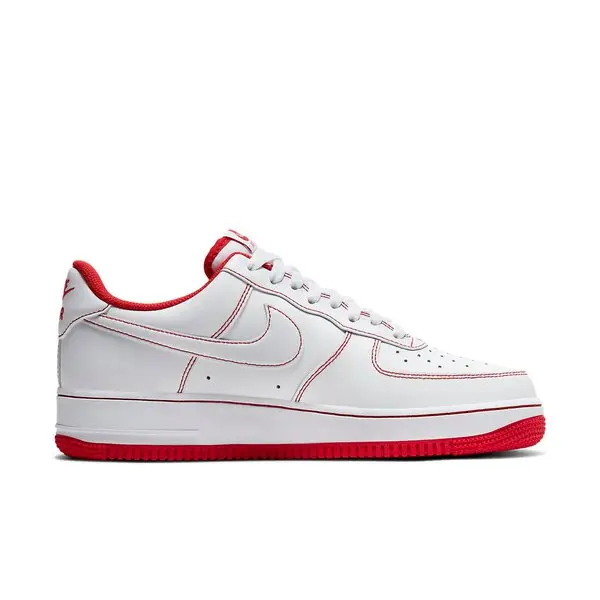 Nike Force 1 '07 "contrast Stitch" Low Top Sneakers - White/red