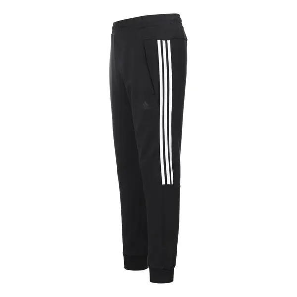Adidas Casual Sports Bundle Feet Lacing Stripe Knit Long Pants - Black