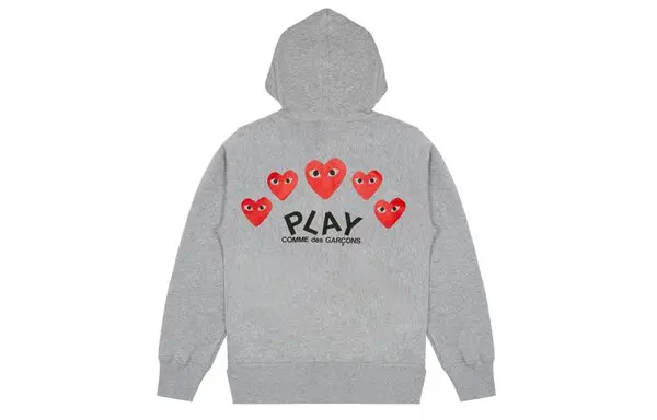 Play Comme Des Garcon Full Zip Hoodie With Emblematic Heart Graphic