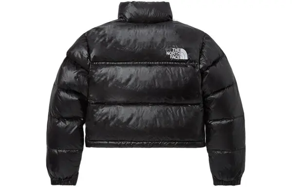 The North Face Cropped Puffer Jacket With Logo - Black