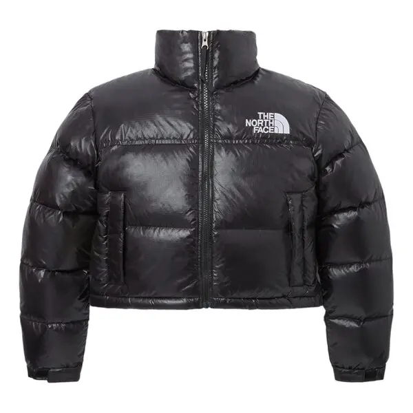 The North Face Cropped Puffer Jacket With Logo - Black