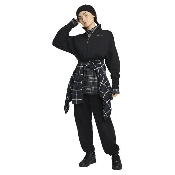 Nike Phoenix Fleece Half Zip Cropped Sweatshirt - Black