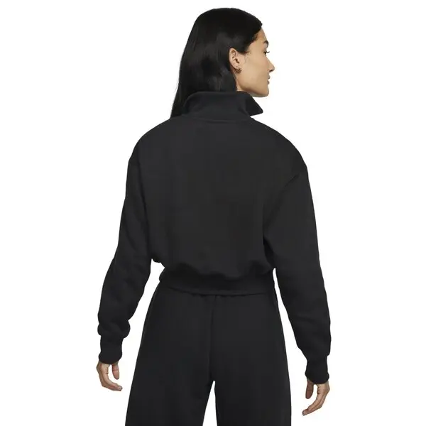 Nike Phoenix Fleece Half Zip Cropped Sweatshirt - Black