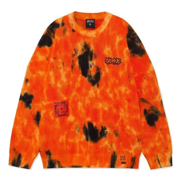 LI-NING Badfive Tie Dye Graphic Knit Sweater - Orange/black