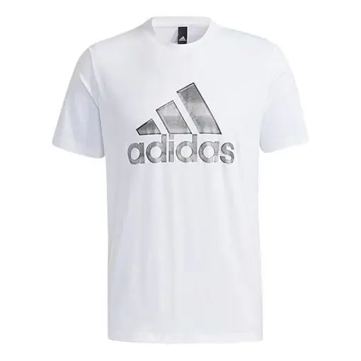 Adidas Logo Printing Sports Round Neck Short Sleeve - White