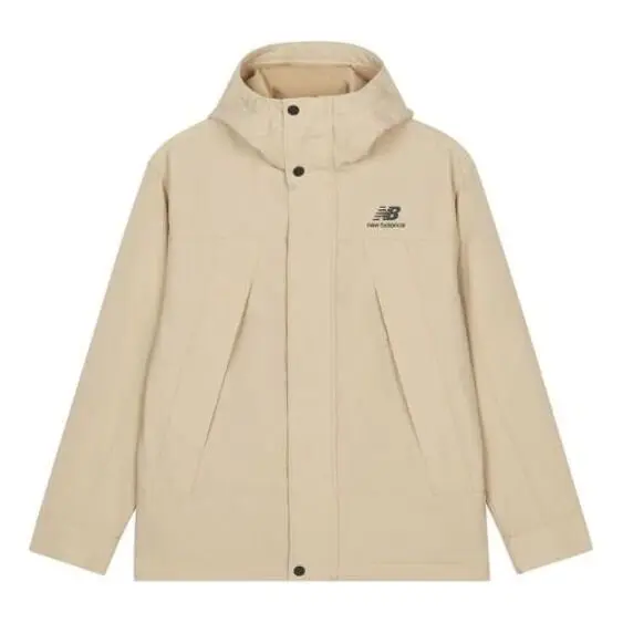 NEW BALANCE Logo Print Windproof Jacket - Beige/black
