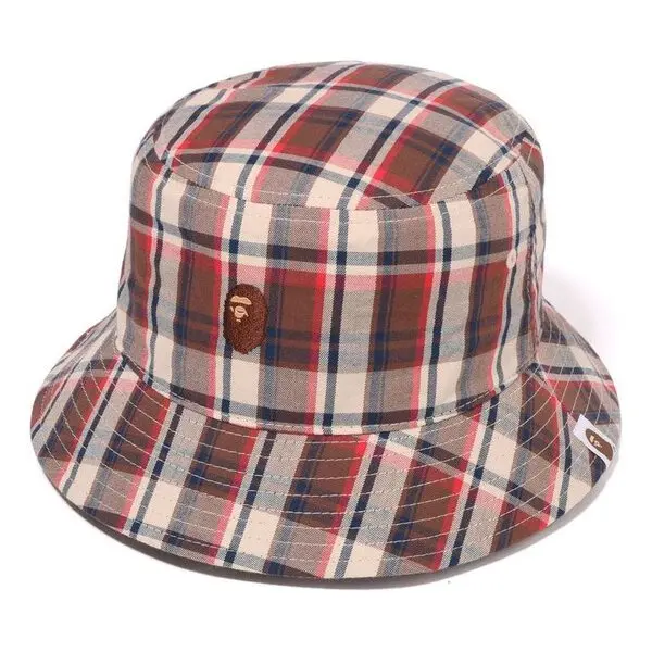 A BATHING APE Mini Check Bucket Hat - Red