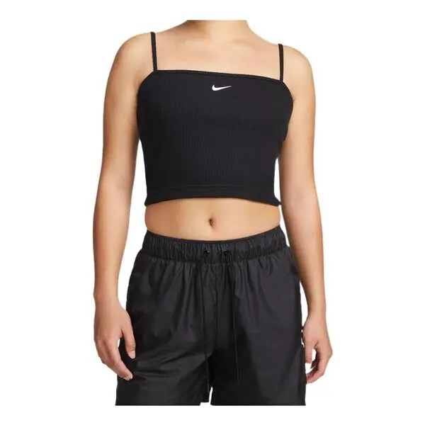 Nike Essentials Rib Crop Top - Black