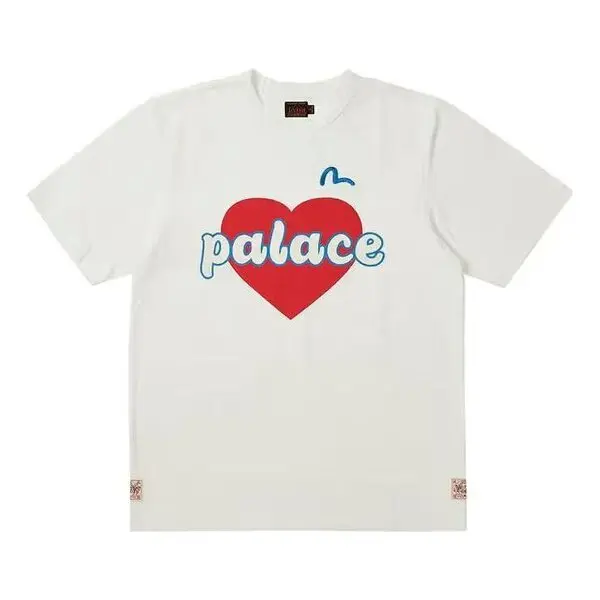 PALACE X Evisu Heart T-shirt 'white - White/red