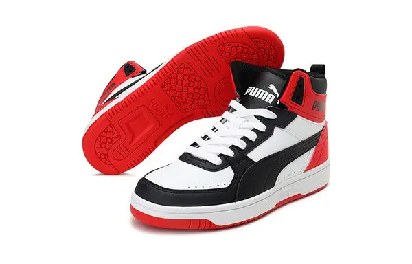 PUMA Rebound Joy Mid Top Sneakers - Black/white/red