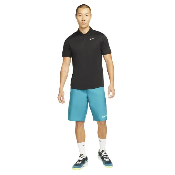 Nike Solid Color Buckle Short Sleeve Polo Black Polo Shirt