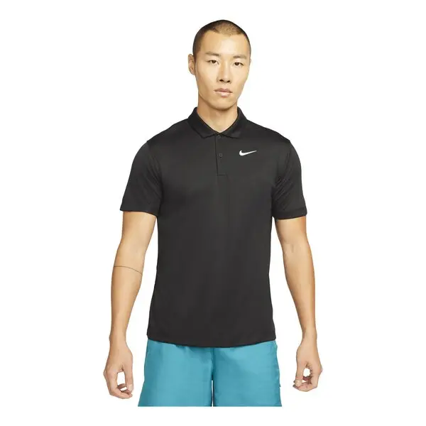 Nike Solid Color Buckle Short Sleeve Polo Black Polo Shirt - Multi-color