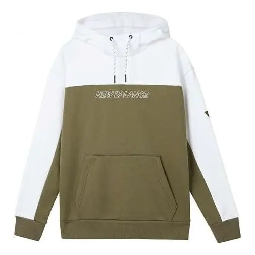NEW BALANCE Color Block Hoodie - White/olive Green