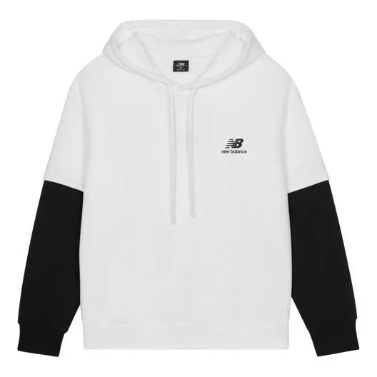 NEW BALANCE Color Block Drawstring Hoodie - White/black