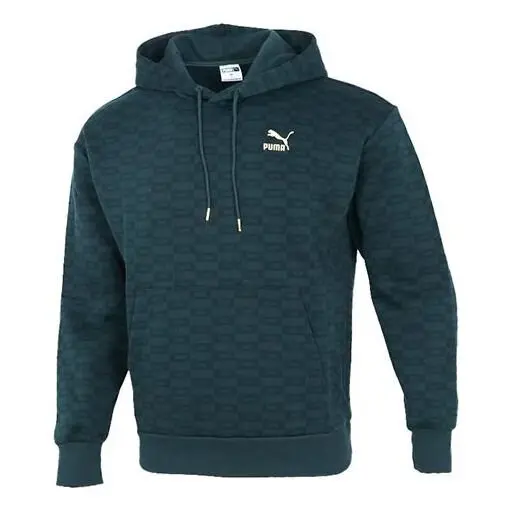 PUMA Luxe All-over Print Logo Knit Hoodie