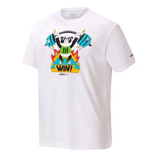 Adidas Neo Printing Loose Sports Knit Short Sleeve - White