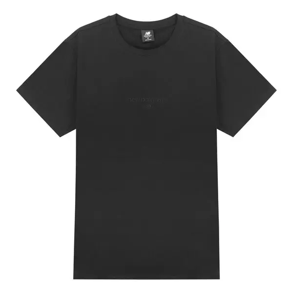 NEW BALANCE Logo Embroidered Knit Sports Round Neck Short Sleeve Couple Style - Black
