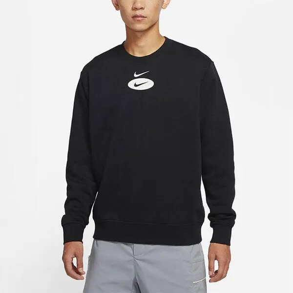 Nike As Nsw Sl Bb Crew Casual Sports Fleece Lined Round Neck Long Sleeves - Black