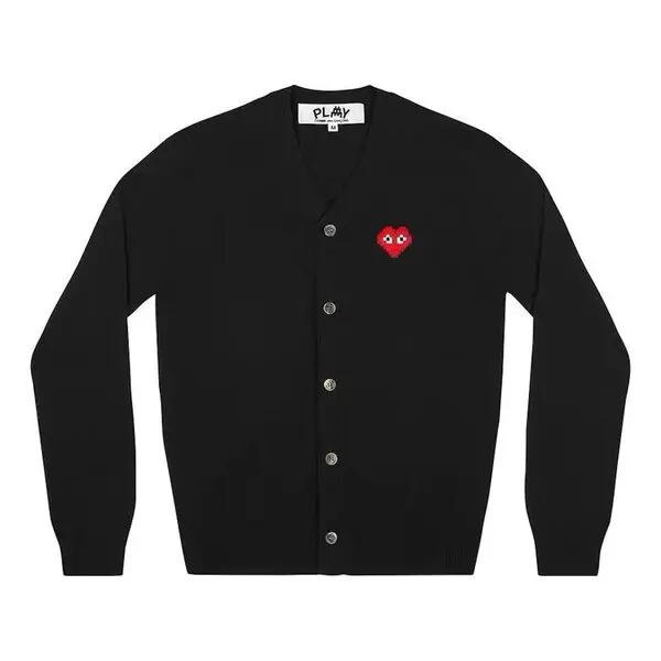 Play Comme Des Garcon Cardigan With Invader Emblem - Black