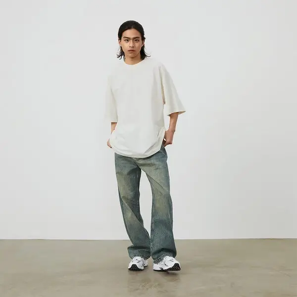 NEW BALANCE Linear Heritage Brushed Back Jersey Oversized T-shirt - White