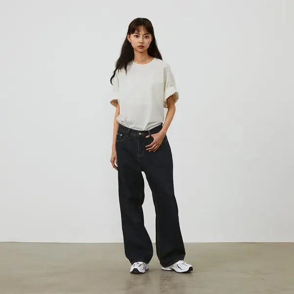 NEW BALANCE Linear Heritage Brushed Back Jersey Oversized T-shirt - White