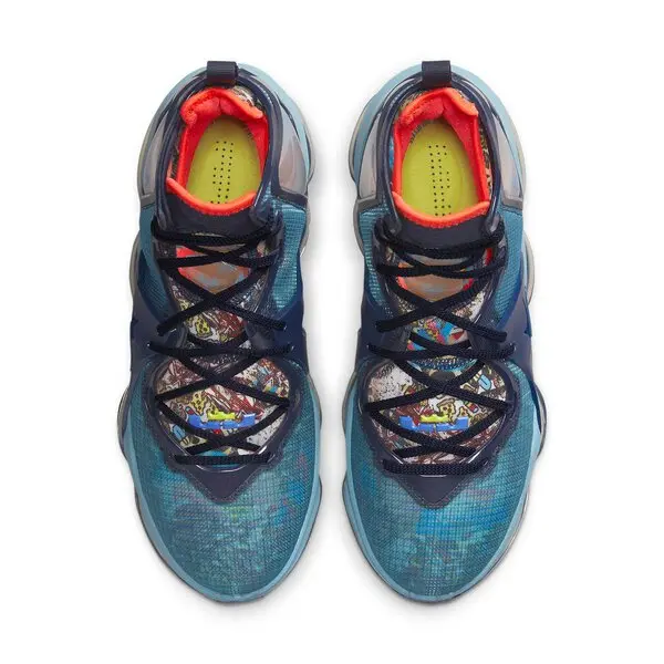 Nike Lebron 19 High Top Athletic Sneakers - Blue/yellow