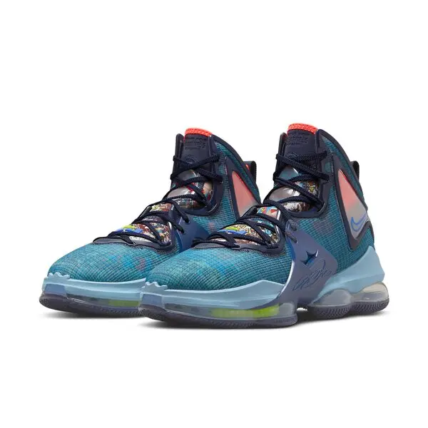 Nike Lebron 19 High Top Athletic Sneakers - Blue/yellow