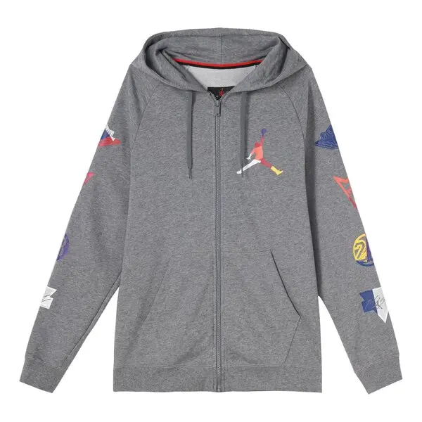 JORDAN Zip-up Hooded Jacket With Colorful Logo Accents