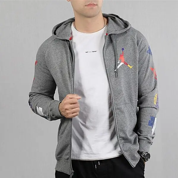 JORDAN Zip-up Hooded Jacket With Colorful Logo Accents