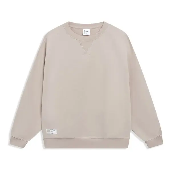LI-NING Lifestyle Cotton Crew Neck Sweatshirt - Light Brown