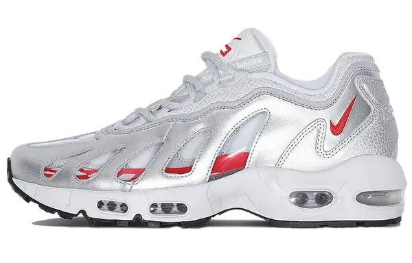 Nike X Supreme Air Max 96 'metallic Silver' Sneakers - Silver/white/red