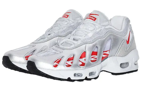 Nike X Supreme Air Max 96 'metallic Silver' Sneakers - Silver/white/red