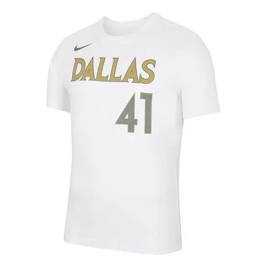 Nike Nba Basketball Sports Short Sleeve Dallas Mavericks 41 - White
