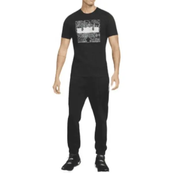 Nike Lebron Pattern Printing Knit Casual Short Sleeve Black
