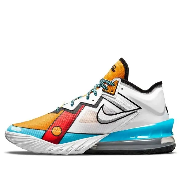 Nike Lebron 18 Low "stewie Griffin" Athletic Sneakers - White/blue/yellow