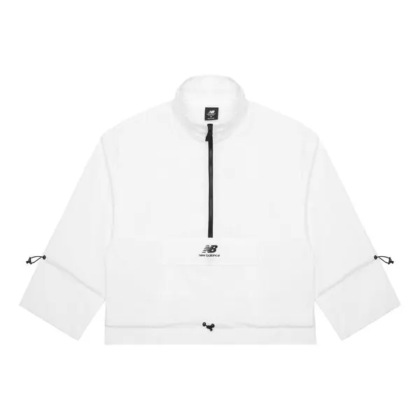 NEW BALANCE Logo Half-zip Stand Collar Jacket - White