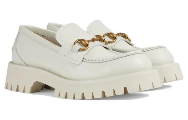 Gucci Rubber Lug Sole Horsebit Loafer In Leather