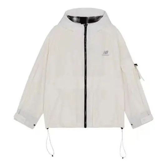 NEW BALANCE Logo Printing Woven Hooded Jacket - White