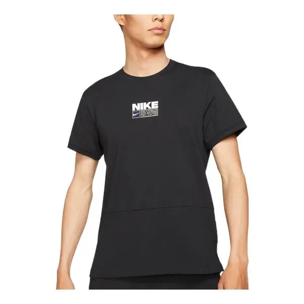 Nike Minimalistic Alphabet Logo Printing Casual Short Sleeve Black T-shirt - Multi-color