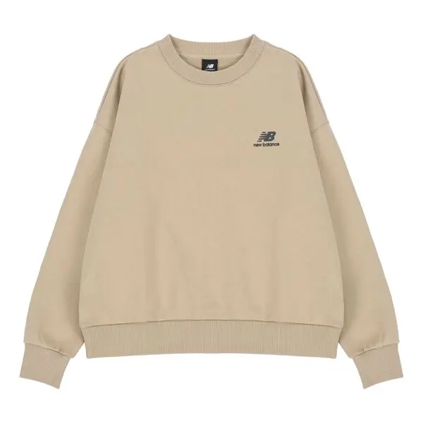 NEW BALANCE Alphabet Printing Sports Pullover Round Neck Hoodie - Khaki