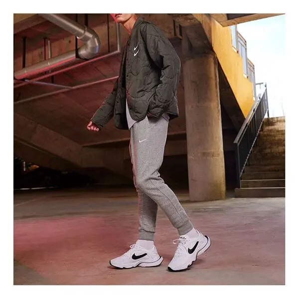 Nike Fleece Stay Warm Solid Color Casual Sports Bundle Feet Pants Gray - Default Color