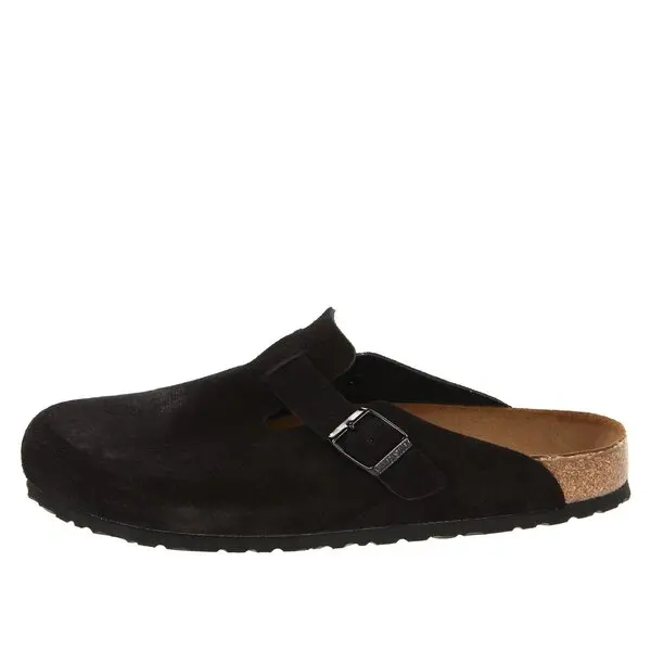 BIRKENSTOCK Boston Soft Footbed Suede Leather Clogs - Black