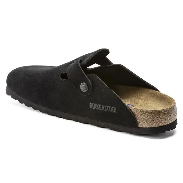 BIRKENSTOCK Boston Soft Footbed Suede Leather Clogs - Black