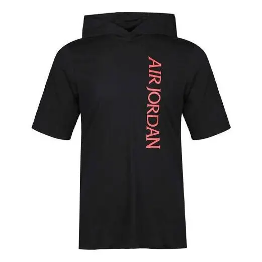JORDAN Short Sleeve Hooded Top - Black