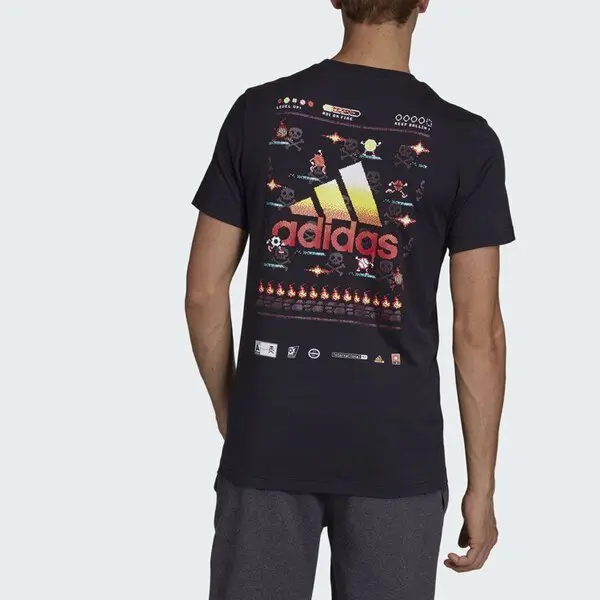Adidas 8-bit Platform Back Printing Sports Round Neck Short Sleeve
